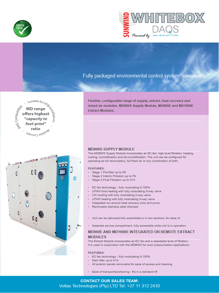 MD800SER Voltas Whitebox Brochure | PDF | Building Automation ...