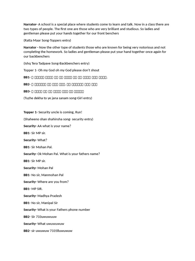 Farewell Skit | PDF | Grammar | Language Mechanics