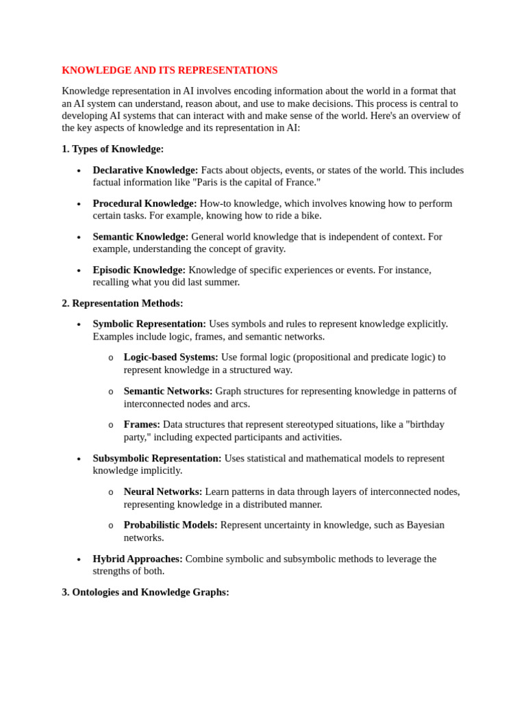 Knowledge Representation in AI Systems | PDF | Knowledge Representation ...