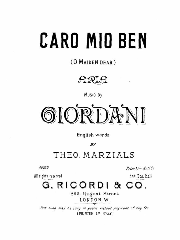 Caro mio ben | PDF