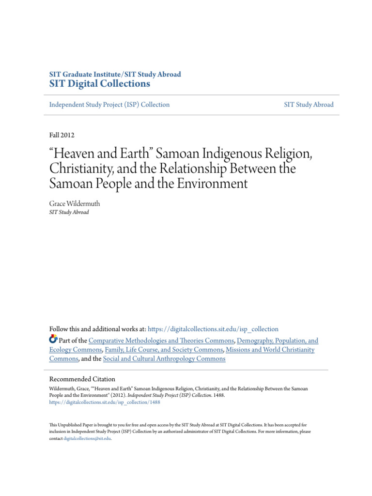 Heaven and Earth - Samoan Indigenous Religion Christianity and | PDF ...