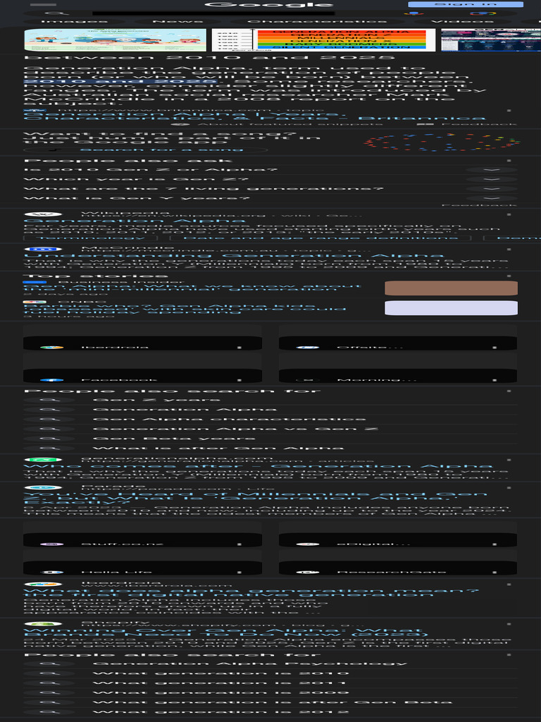 Gen Alpha Years - Google Search | PDF | Human Development | Behavioural ...