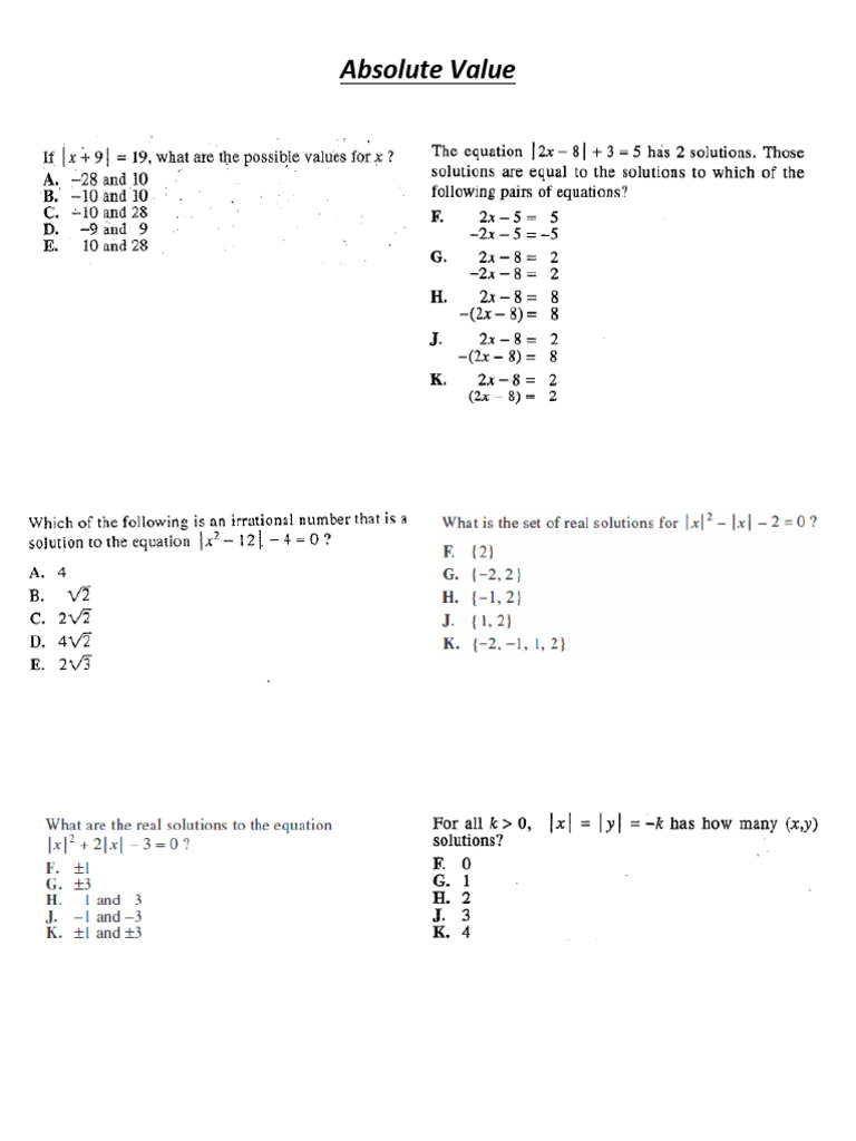 Absolute Value ACT | PDF