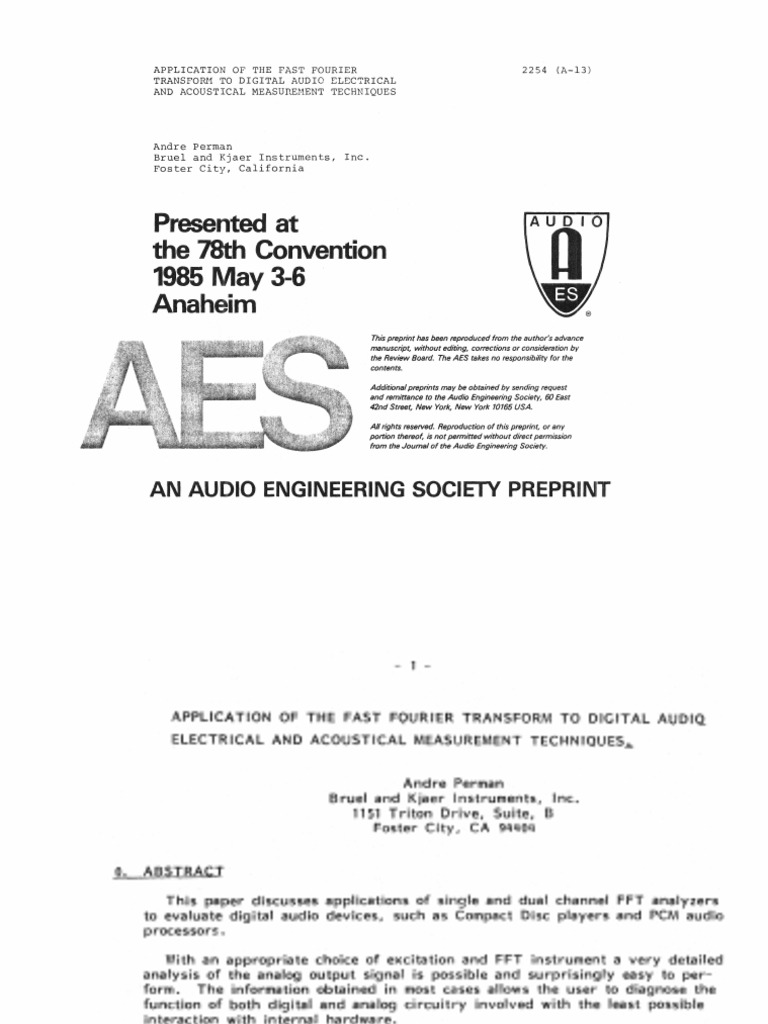 Perman - Bruel & Kjaer - Application of The Fast Fourier Transform To ...
