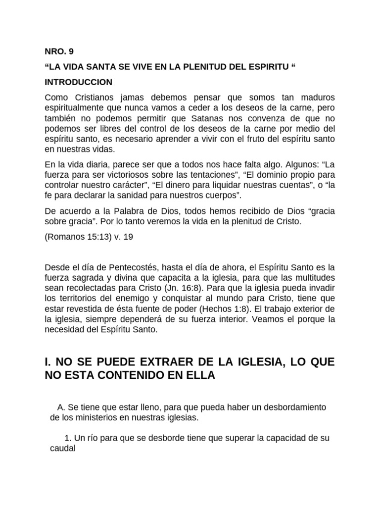 La Vida Santa Se Vive en La Plenitud Del Espiritu | PDF | espíritu Santo | Cristo (título)