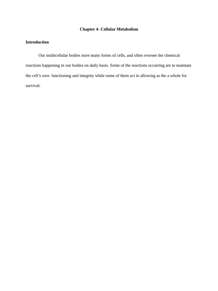 Chapter 4 - Cellular Metabolism | PDF