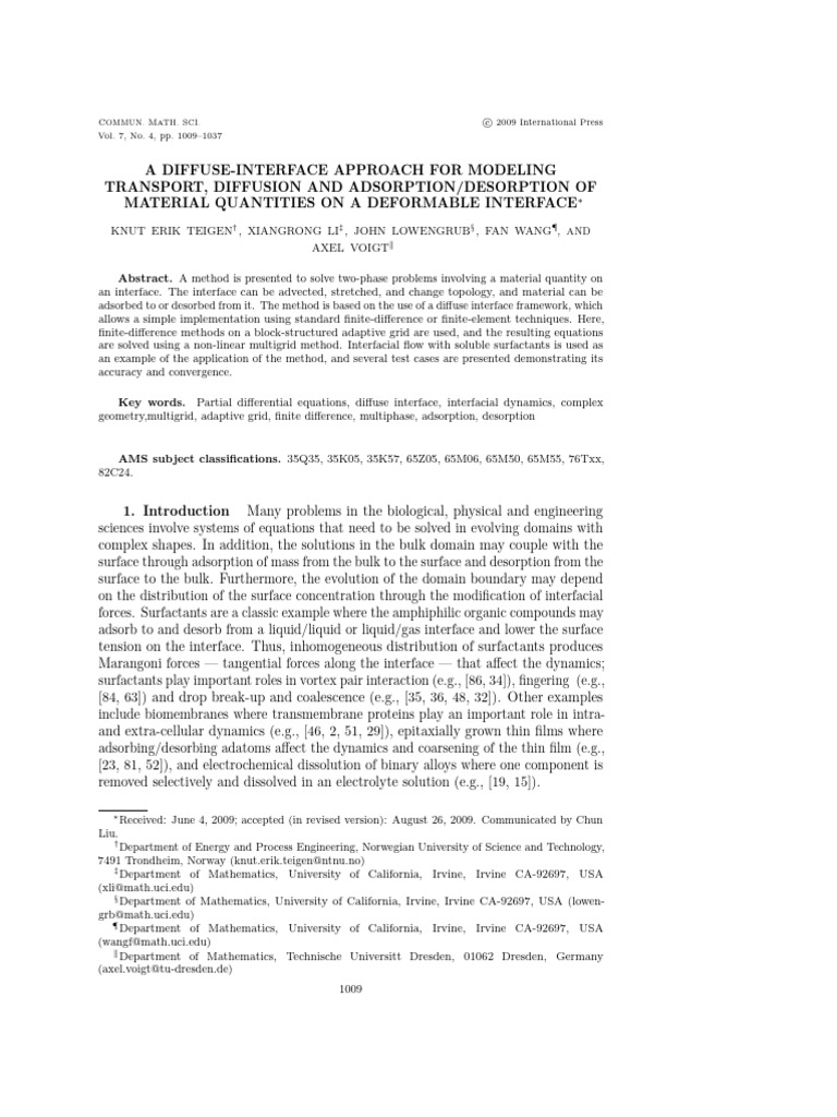 A Diffuse-Interface Approach For Modeling Transport, Diffusion and ...