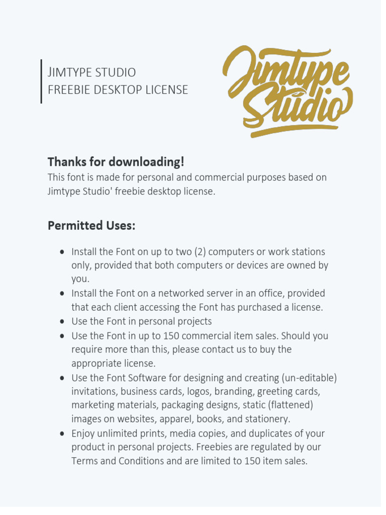 Jimtype Studio-Freebie Desktop License | PDF