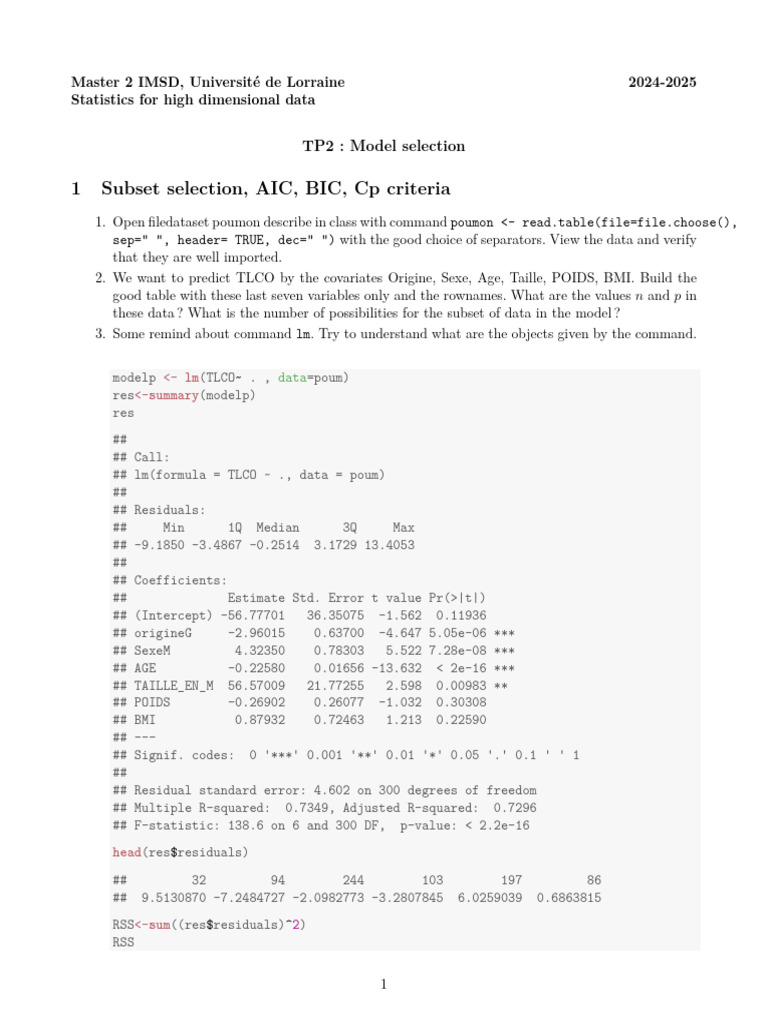 TP MSDC 2 Sujet | PDF | Akaike Information Criterion | Estimation Theory