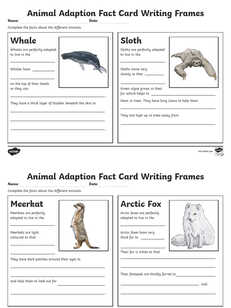 Fact Card Writing Frames | PDF | Fur | Elephant