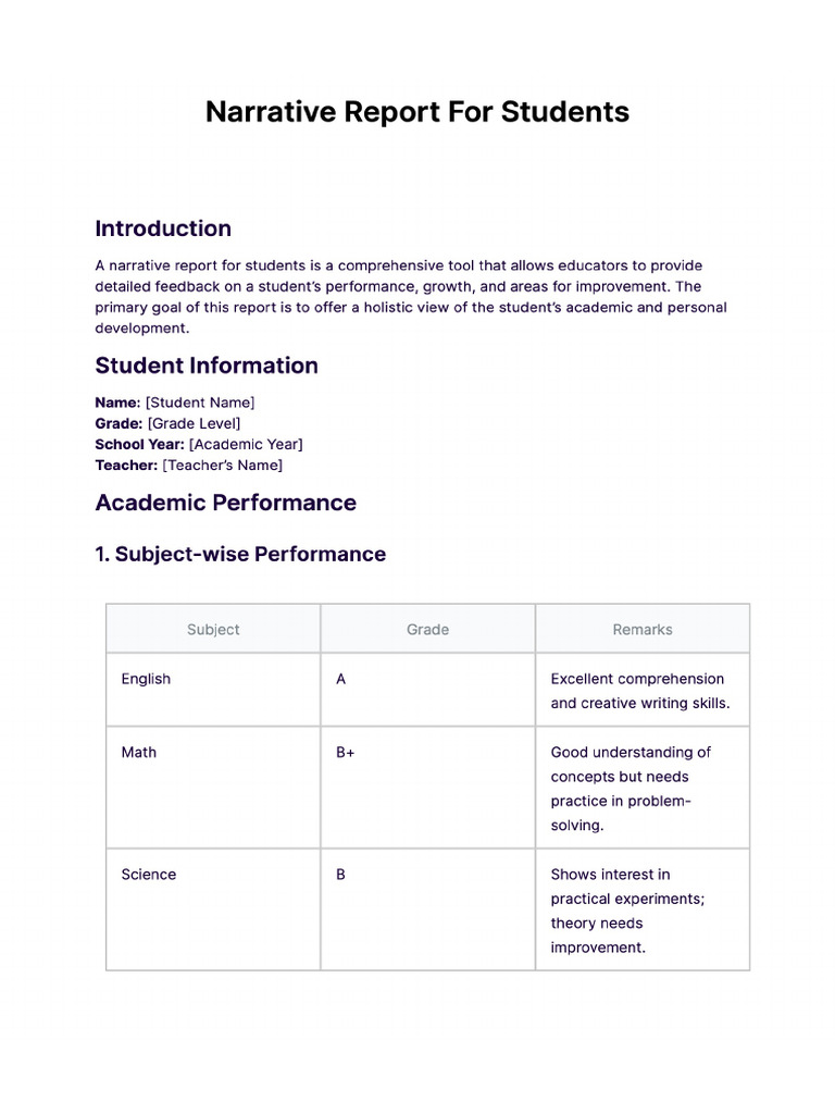 Narrative Report For Students | PDF