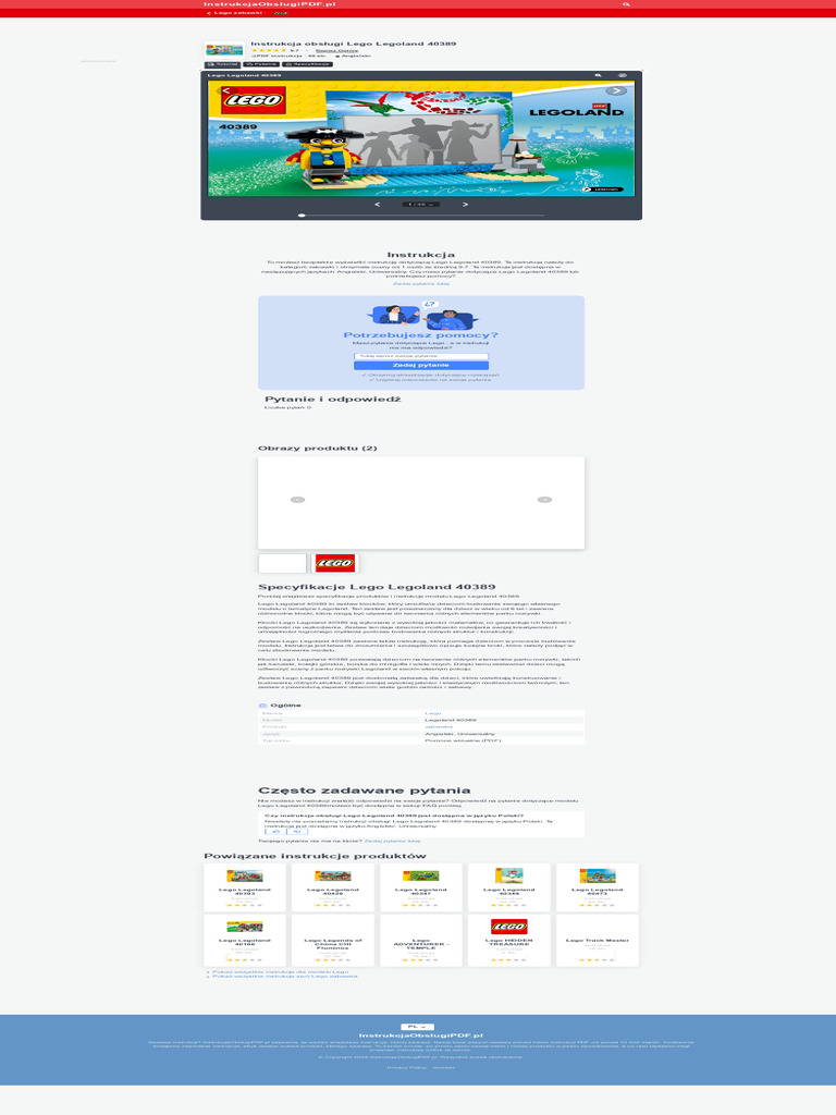 Instrukcja Obsługi Lego Legoland 40389 (48 Stron) | PDF