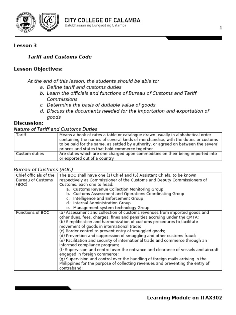 Understanding Tariff and Customs Duties | PDF | Customs | Bill Of Lading