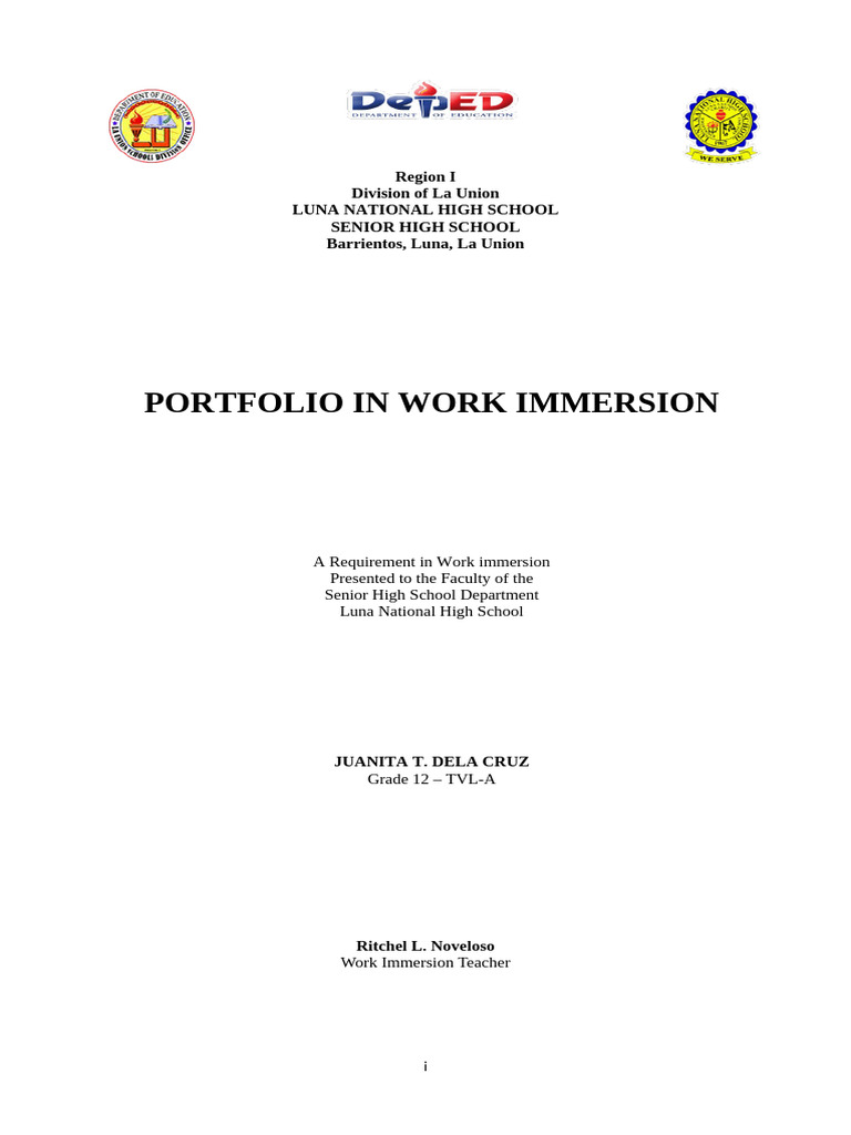 Porfolio Work Immersion Prepages | PDF | Behavior Modification | Learning