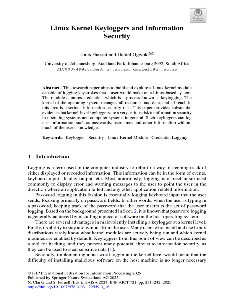 Linux Kernel Keyloggers: Security Risks | PDF | Computer Keyboard ...