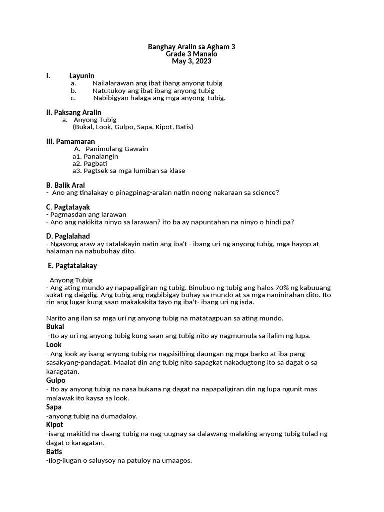 Science-LP-3-anyong-tubig-May-32023 | PDF