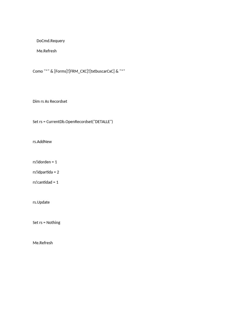 Codigo Access Importante | PDF