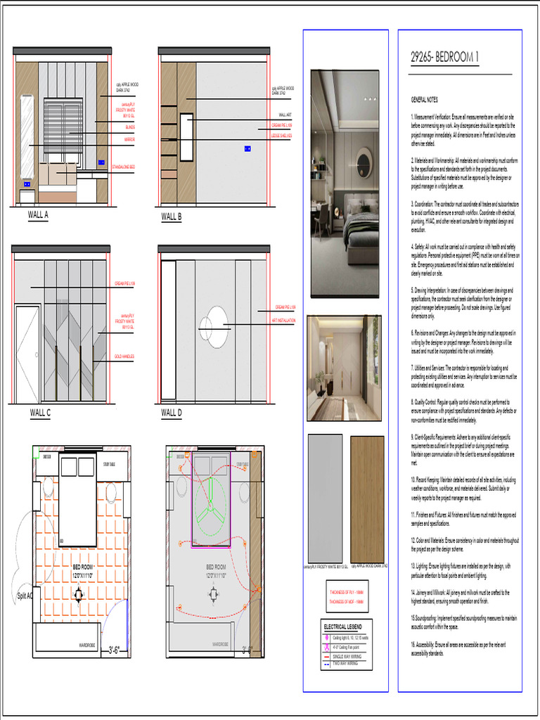 Bedroom 01 Wall Elevation | PDF | Specification (Technical Standard ...
