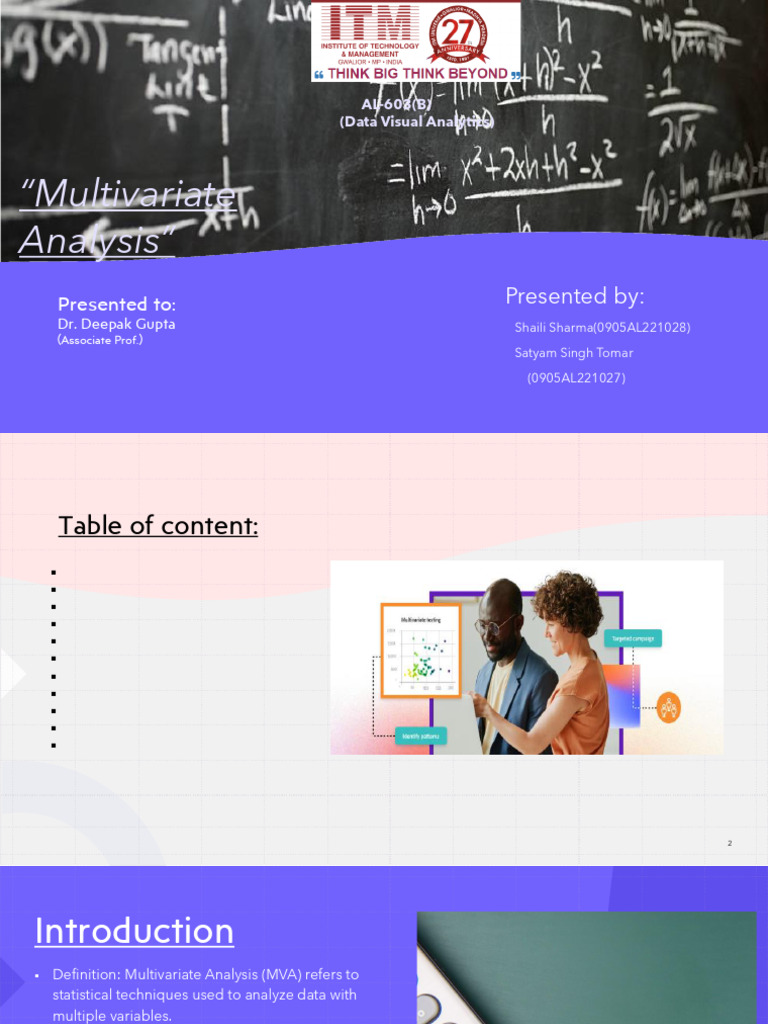 Multivariate Analysis Techniques Overview | PDF | Principal Component Analysis | Applied Mathematics