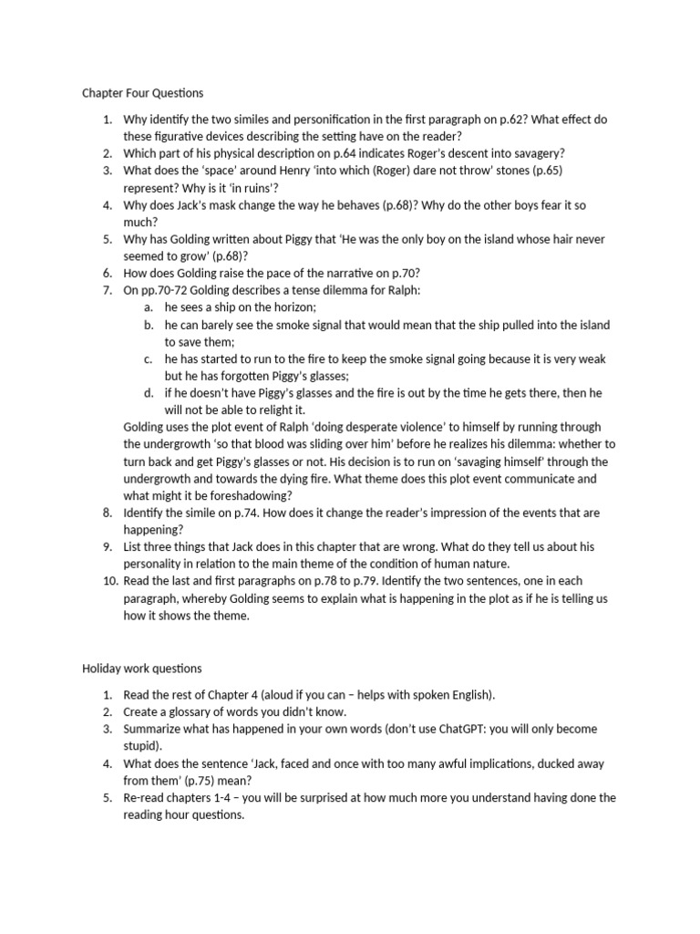 Chapter 4 Analysis Questions | PDF