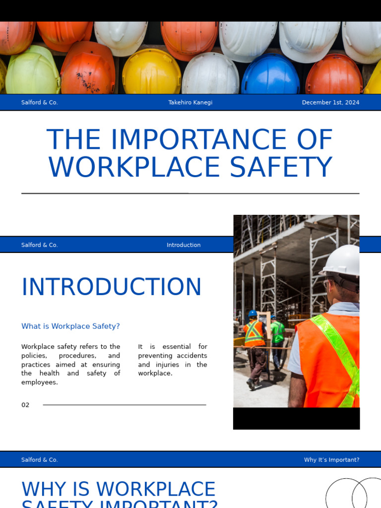 White and Blue Modern Safety Work Presentation | PDF | Occupational ...