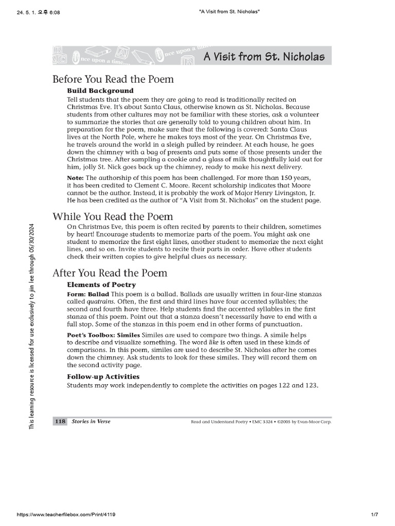 A Visit From St. Nicholas | PDF