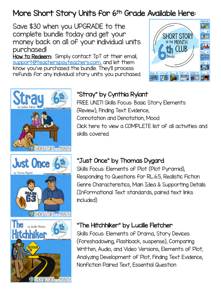 6th Grade Short Story Units Overview | PDF | Poetry