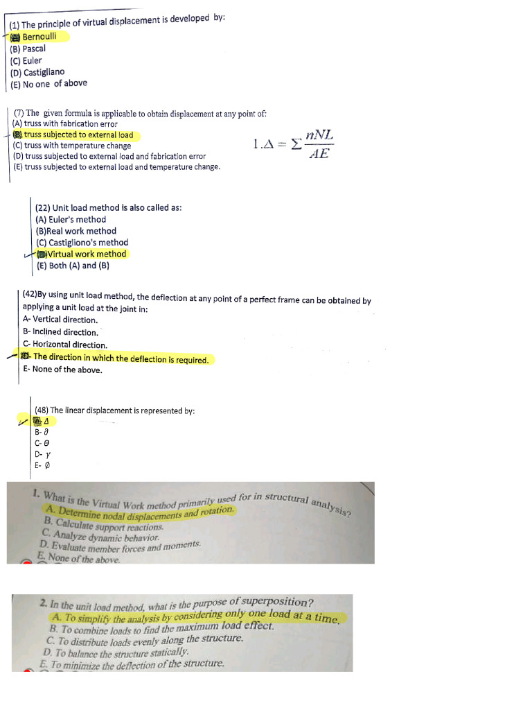 MCQ Virtual Work Method | PDF