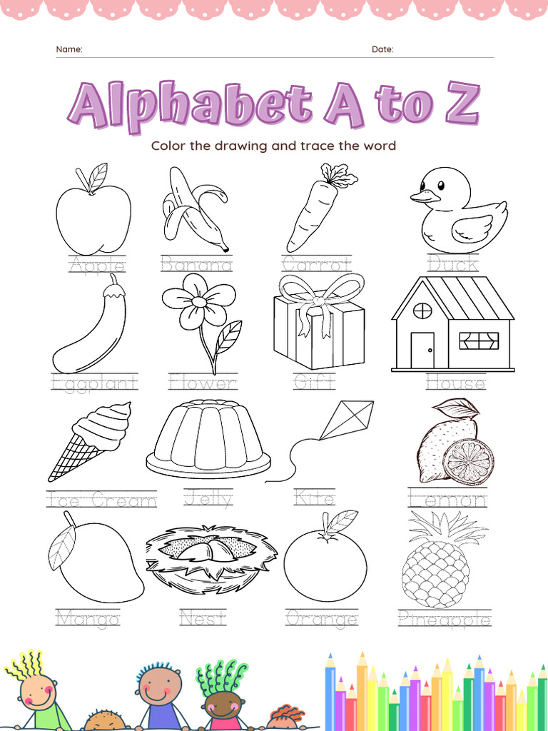 A to Z Coloring Worksheet Set | PDF