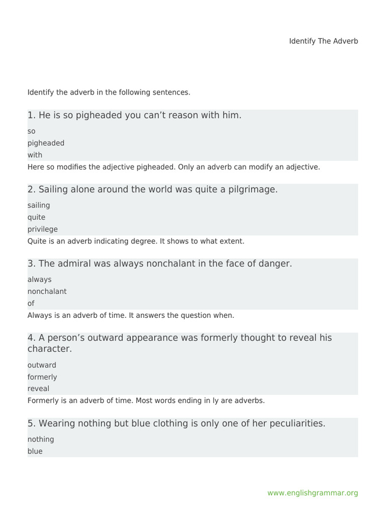 Identify the Adverb | PDF | Adverb | Adjective