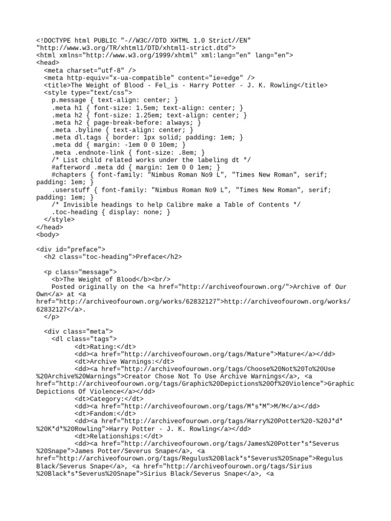 The Weight of Blood | PDF | Mythography | J. K. Rowling