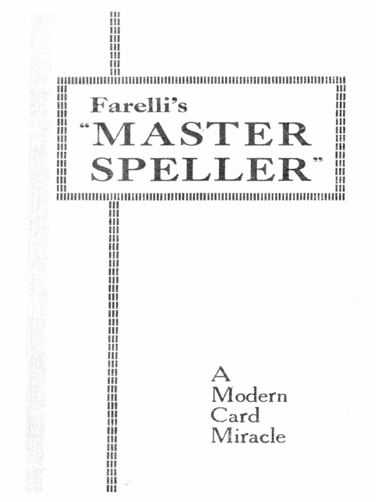 Farellis Master Speller - A Modern Card Miracle | PDF | Playing Cards ...