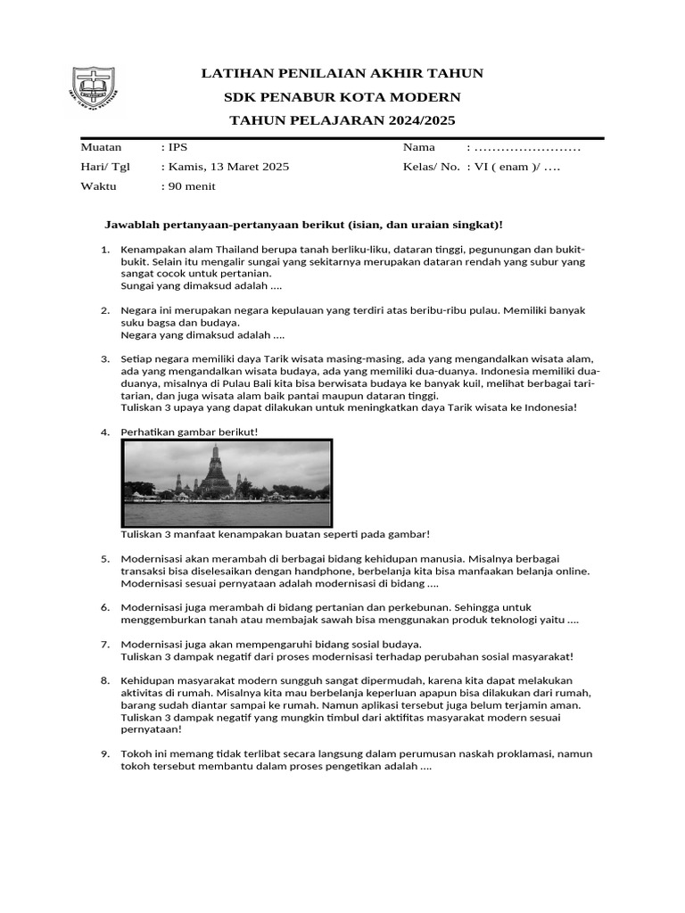 Latihan PAT - IPS - 2024-2025 | PDF