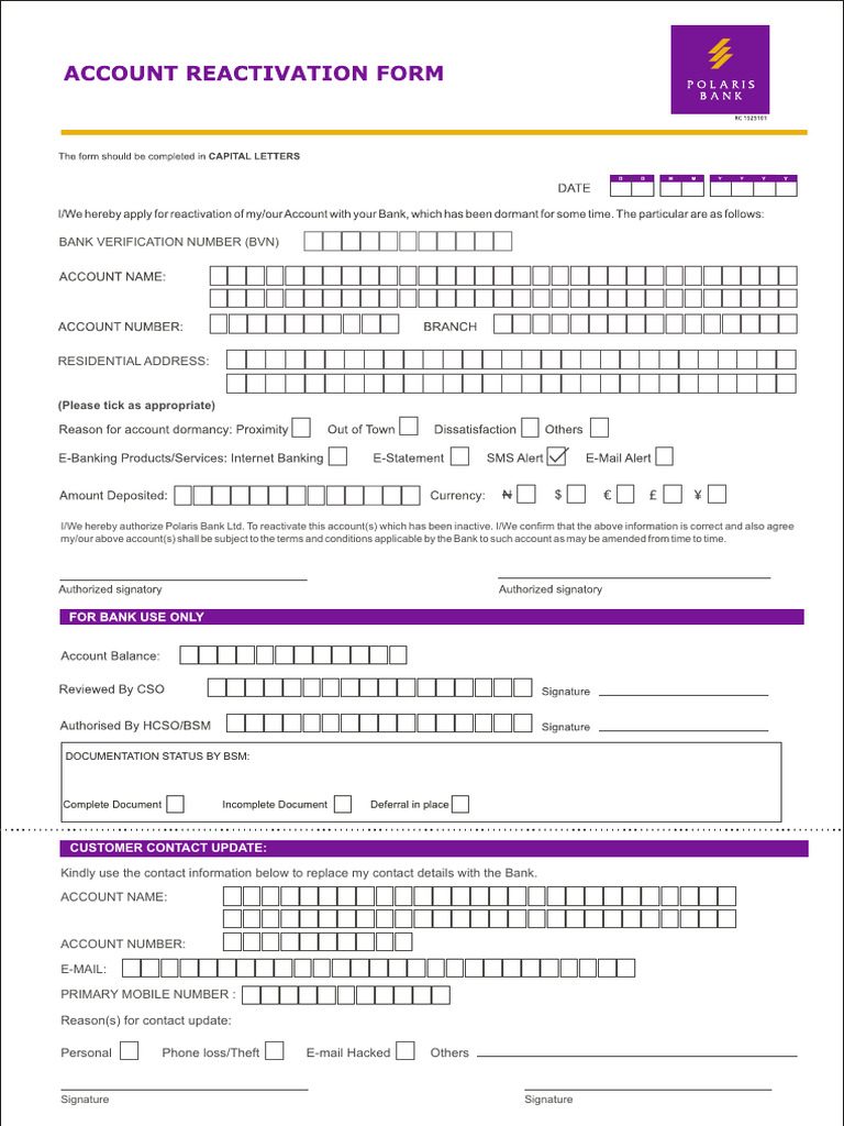 Account Reactivation Form | PDF