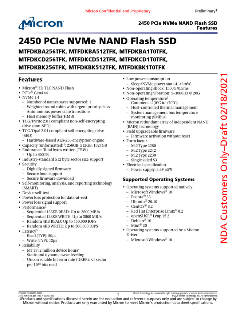2450_nvme_ssd_draft_02172021 | PDF | Solid State Drive | Data Management