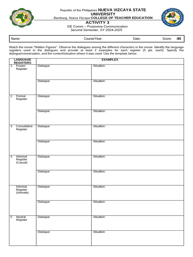 Individual Activity 3 Language Registers | PDF