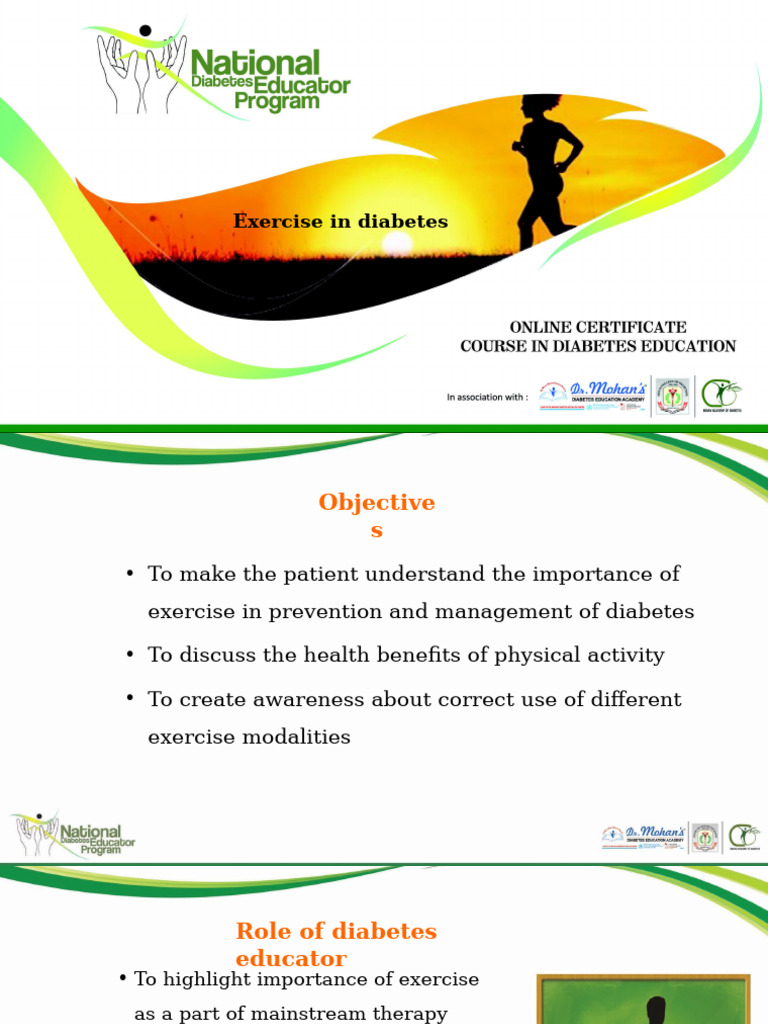 NDEP - M 8 Exercise in Diabetes | PDF | Diabetes Management | Diabetes