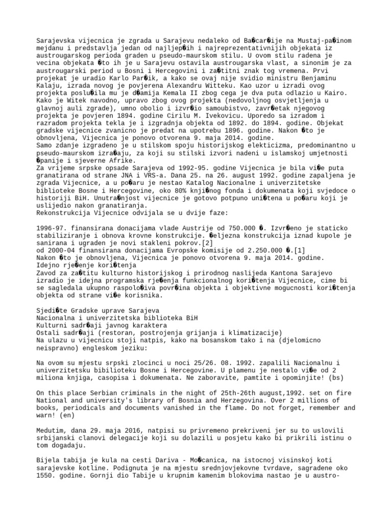 Sarajevo Bosanski | PDF