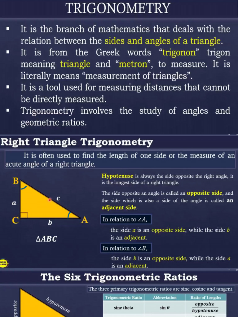 TRigonometric Ratio and Special Angles 1 | PDF