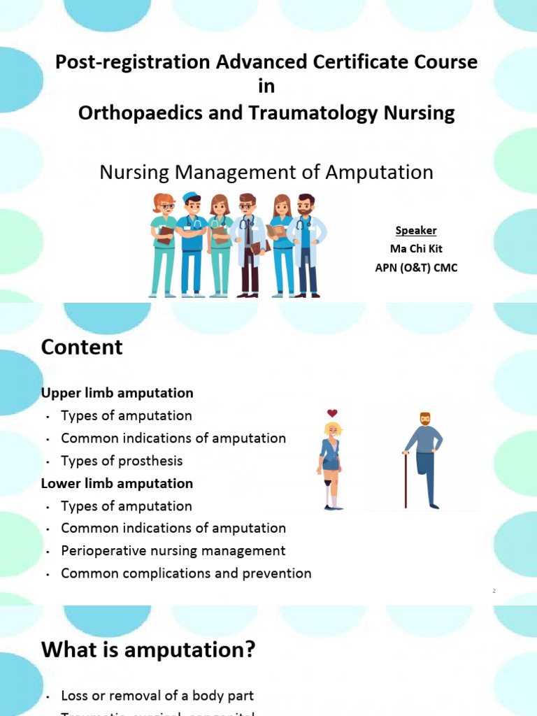 Nursing Management of Amputation | PDF | Amputation | Wound