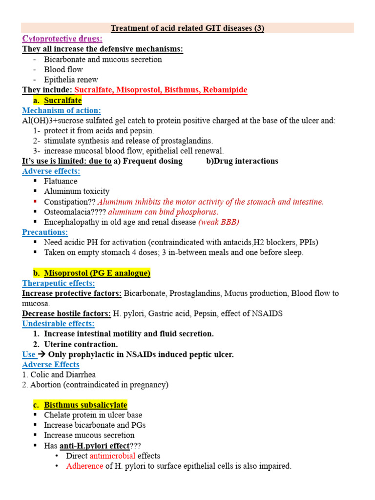 Treatment of Acid Related GIT Diseases | PDF | Medical Specialties ...