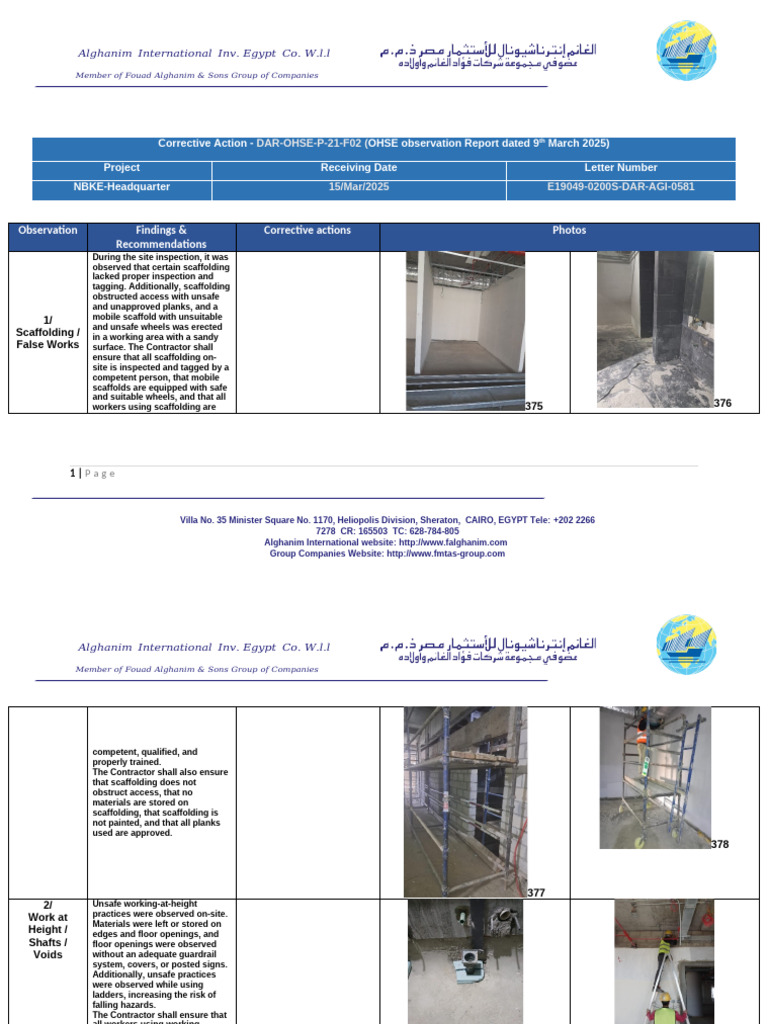 Letter - Corrective Actions | PDF | Scaffolding | Occupational Safety ...