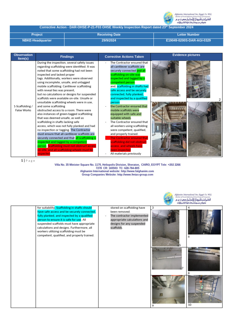 Corrective Action letter 329 | PDF | Hygiene | Safety