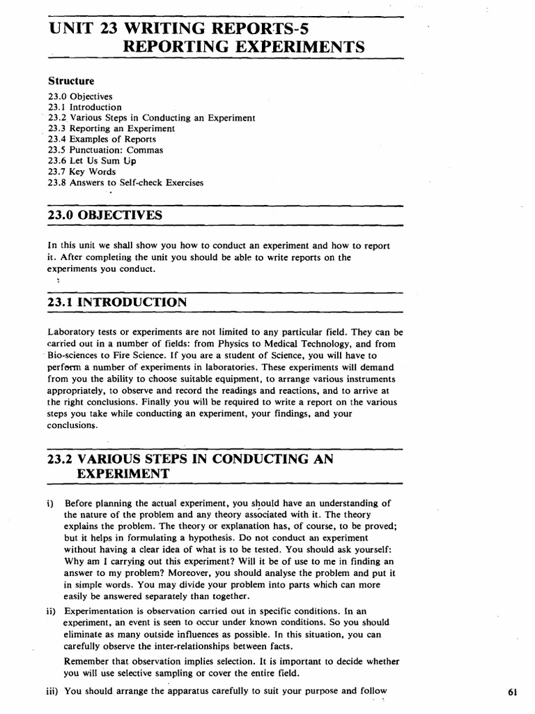 Unit-23 Writing Reports-5 Reporting Experiments | PDF | Experiment | Comma