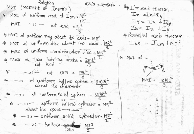 Rotational Motion MHT-CET Handwritten Short Notes | PDF