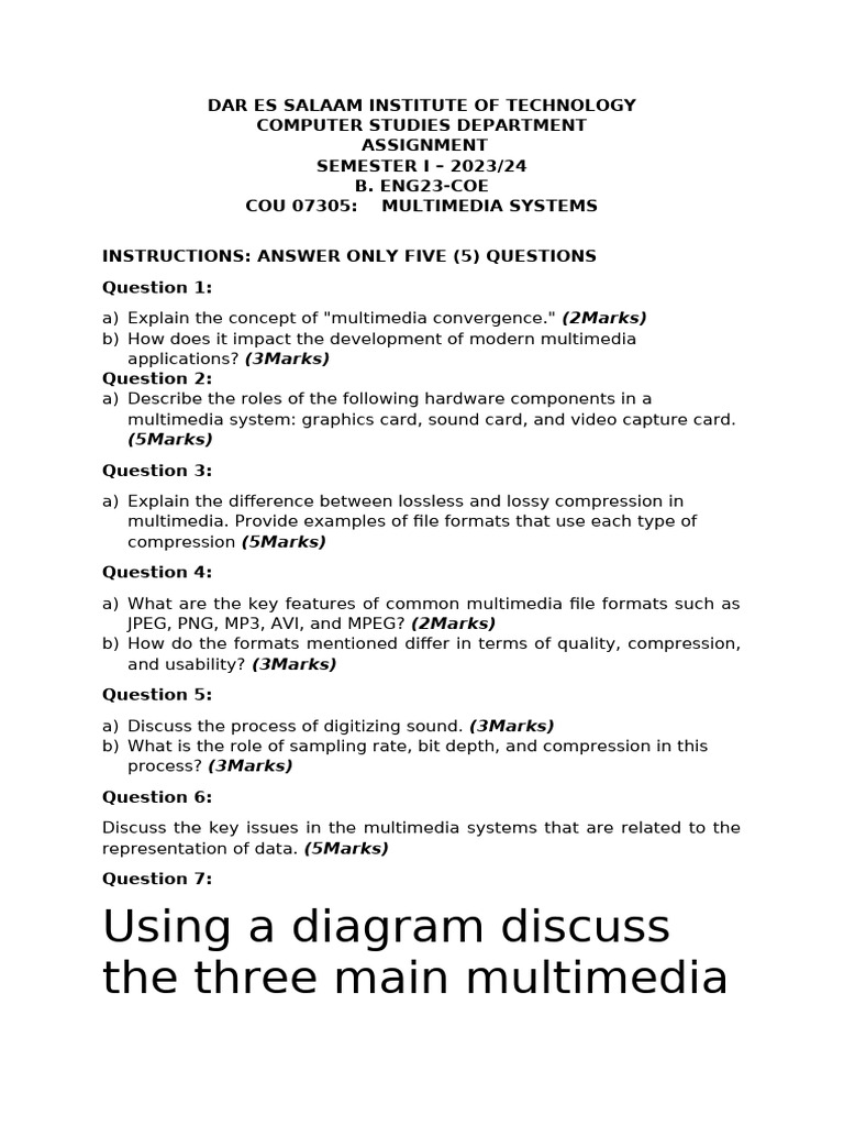 Multimedia System Assignment 1 | PDF | Data Compression | Streaming Media
