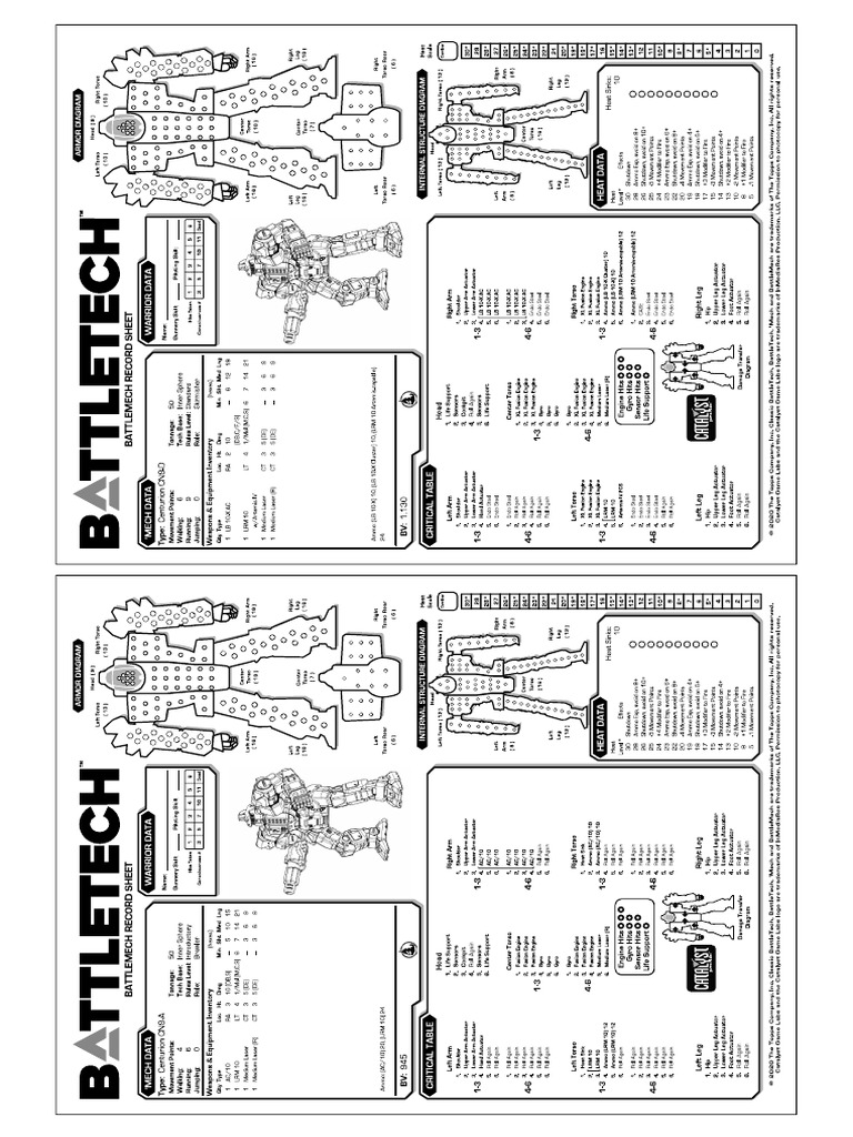 Centurion Record Sheet | PDF