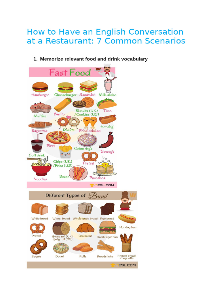 English Conversations at Restaurants | PDF | Waiting Staff | Menu