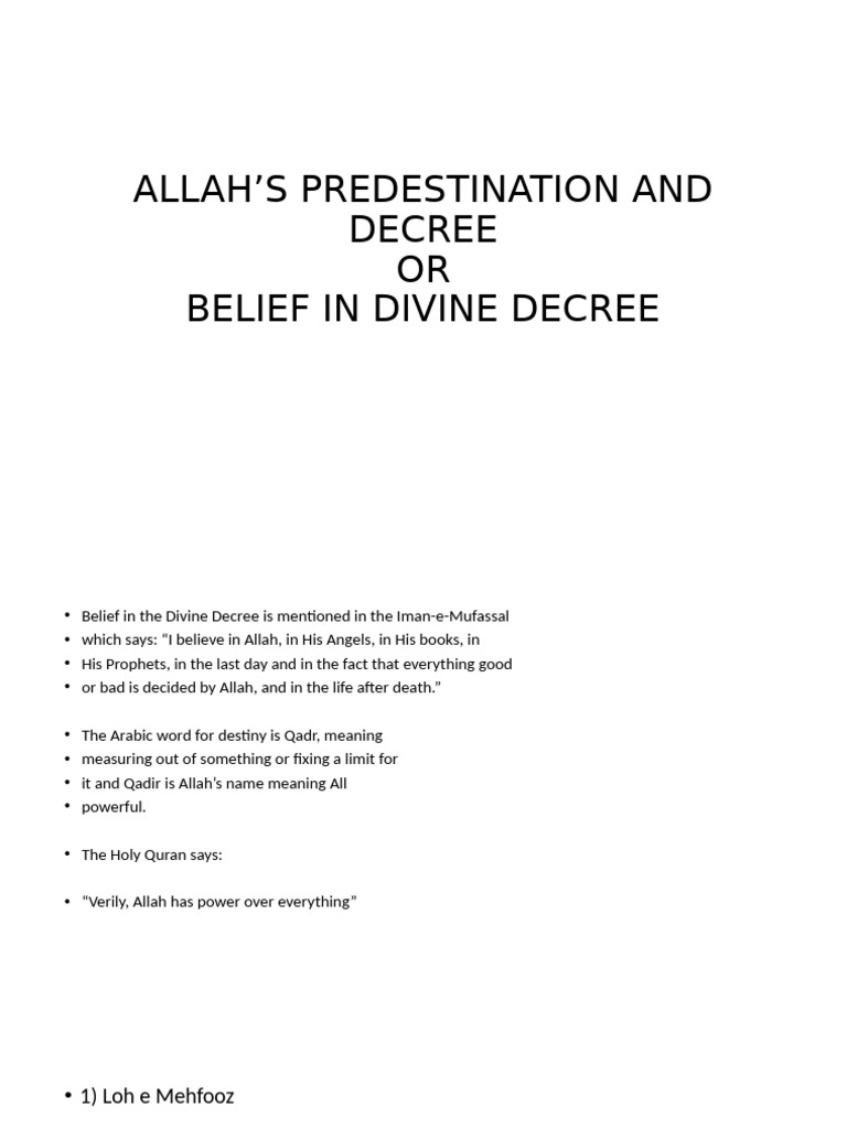 Allah's Predestination and Decree | PDF | God In Islam | Prophets And ...