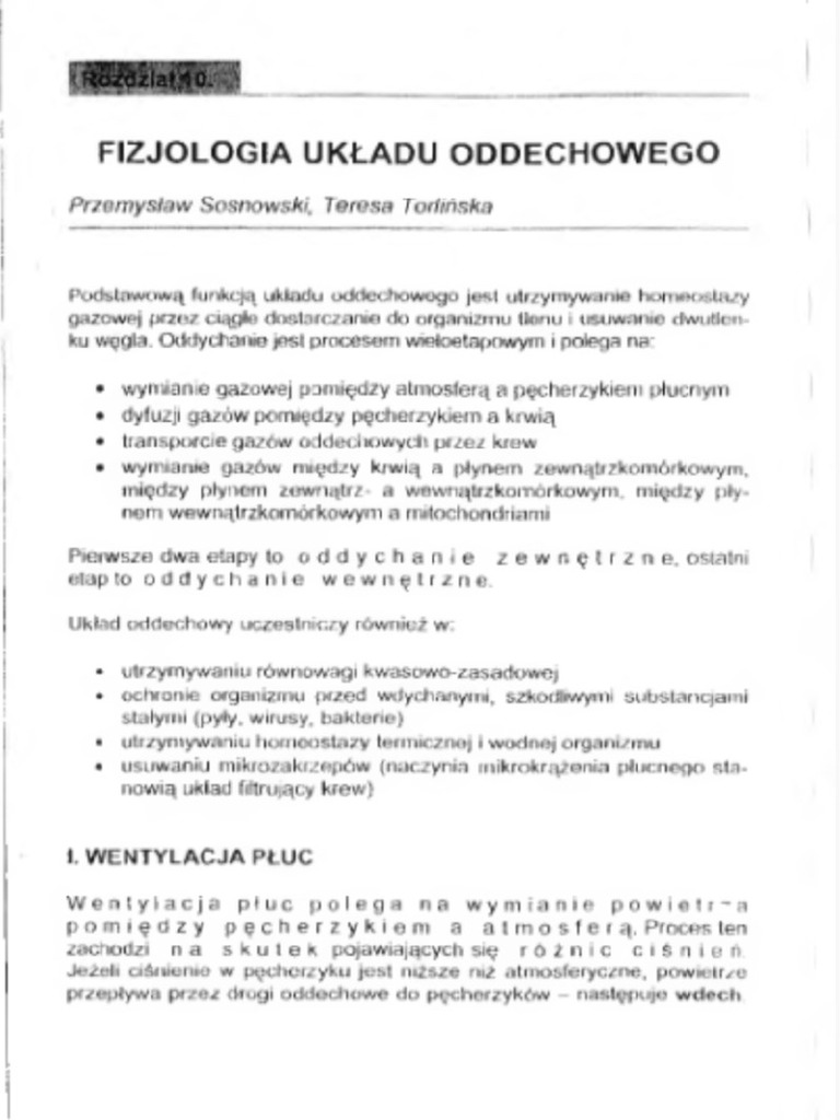 Fizjologia Oddechu | PDF